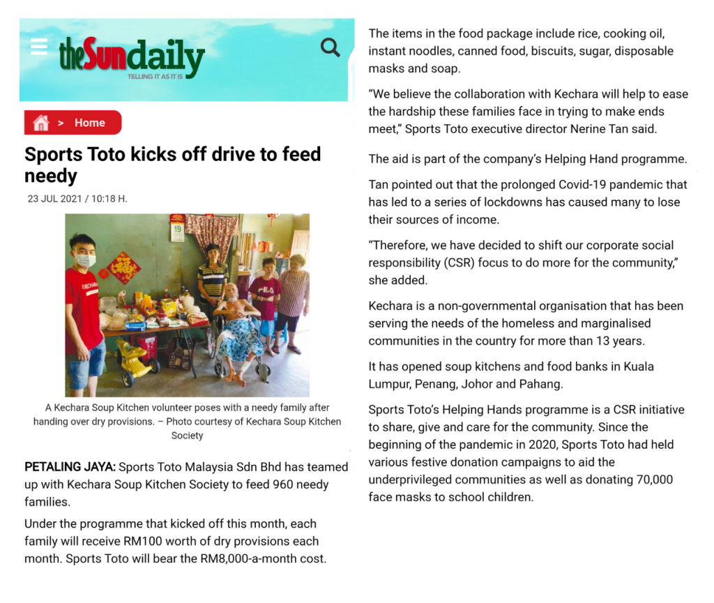 Press Coverage – Kechara Soup Kitchen